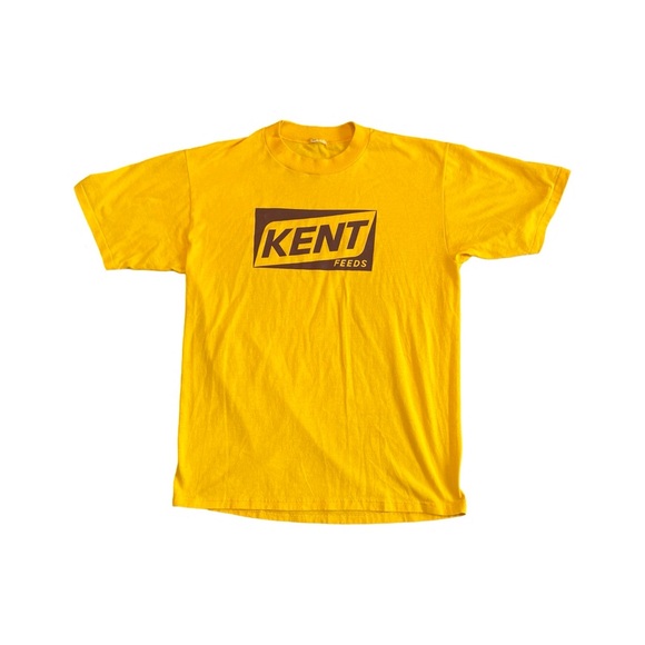Shirts | Vintage 198s Kent Feeds Logo Yellow Tee | Poshmark